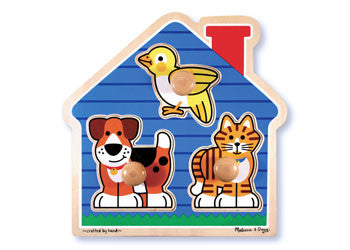 Melissa and Doug - House Pets Knob Puzzle 3 Piece | Discount Toy Co